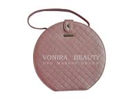China Fashion Round Makeup Brush Bag Cosmetic Case With Belt Strap Toiletry Organizer Pouch for sale