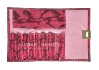 China Snake Skin Leather 8 Slots Makeup Brush Roll Pouch Beauty Cosmetics Tool Handy Bag for sale