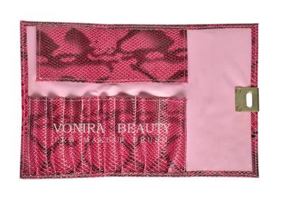 China Snake Skin Leather 8 Slots Makeup Brush Roll Pouch Beauty Cosmetics Tool Handy Bag for sale