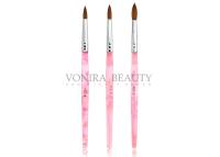 China Pink Acrylic UV Gel Round Nail Art Brushes With Nature Kolinsky Hair for sale