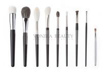 China Gorgeous Handmade Natural Animal Hair Makeup Brushes Luxe Glossy Black Handle for sale