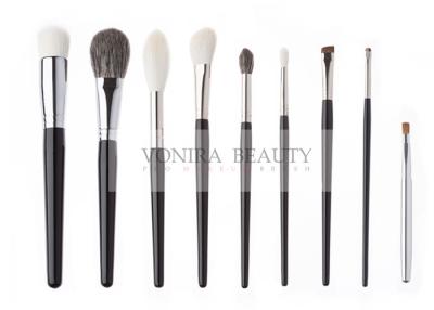 China Gorgeous Handmade Natural Animal Hair Makeup Brushes Luxe Glossy Black Handle for sale