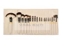 China Bamboo Handle Eco Synthetic Makeup Brushes Set With Leather Roll Pouch for sale