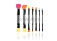China Colorful Synthetic Makeup Brushes Double End for Travel With Black Roll Case for sale