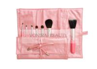 China Portable Cosmetic  Travel Makeup Brush Set Pink Travel Makeup Roll Bag for sale