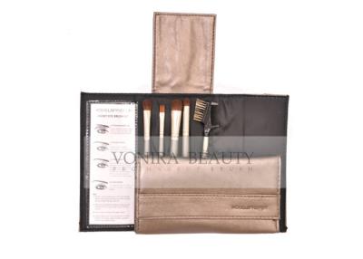 China Handy 5Pcs Travel Makeup Brush Set With Black Pouch , Natural Animal Hair for sale