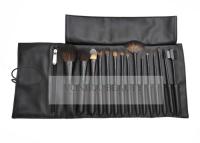 China 15Pcs Luxury Animal Natural Hair Makeup Brushes Set Black Brush Roll With Holder for sale
