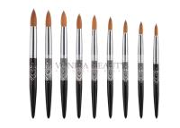 China 9 PCS Nature Sable Hair Round Nail Art Brushes With Beautiful Heart Shape Painting Black Handle for sale