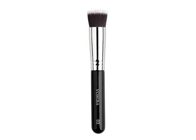 China 100% Vegan Free Taklon Mini Size Flat Foundation Makeup Brush With Nature Wood Handle for sale
