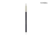 China Vonira Custom Wholesales Natural White Goat Hair Flat Dark Brown Handle Eye Crease Makeup Brush for sale