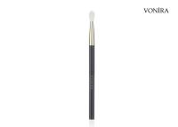 China Vonira Custom Wholesales Natural White Goat Hair Flat Dark Brown Handle Small Detail Eye Blending Makeup Brush for sale
