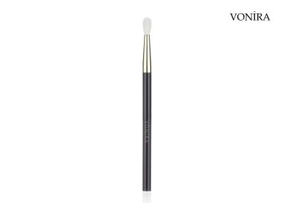 China Vonira Custom Wholesales Natural White Goat Hair Flat Dark Brown Handle Small Detail Eye Blending Makeup Brush for sale