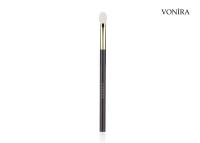 China Vonira Custom Wholesales Natural White Goat Hair Flat Dark Brown Handle Flat Eye Blending Makeup Brush for sale