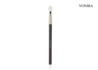 China Vonira Custom Wholesales Natural White Goat Hair Flat Dark Brown Handle Flat Eye Blending Makeup Brush for sale