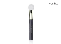 China Vonira Custom Wholesale Natural White Goat Hair Flat Dark Brown Handle Cream Liquid Foundation Makeup Brush for sale