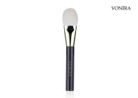 China Vonira Custom Wholesale Natural White Goat Hair Flat Dark Brown Handle Makeup Cheek Blusher Brush for sale