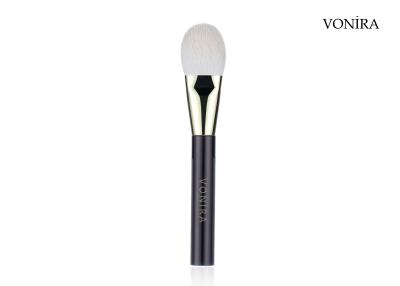 China Vonira Custom Wholesale Natural White Goat Hair Flat Dark Brown Handle Makeup Cheek Blusher Brush for sale
