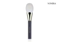 China Vonira Custom Wholesale Natural White Goat Hair Flat Dark Brown Handle Large Makeup Powder Brush for sale