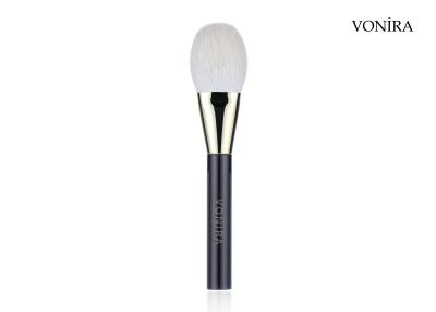 China Vonira Custom Wholesale Natural White Goat Hair Flat Dark Brown Handle Large Makeup Powder Brush for sale