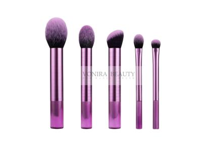 China 5 Pieces Synthetic Makeup Brushes With Forestry Wood Handle for sale