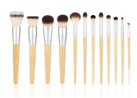 China Vegan Synthetic Fiber 12Pcs Bamboo Makeup Brushes Set OEM for sale