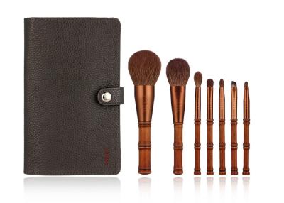 China Vonira Beauty Mini Travel Bamboo Makeup Brushes Set With Storage Case Set for sale