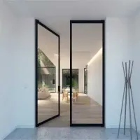 China Custom Aluminum Pivot Doors with 2.0mm Profile & 180KG Capacity - Frameless Glass Design for Maximum Views for sale