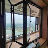 China Aluminum Folding Doors & Windows 75 Series 2mm Thickness Soundproof Bifold Design for Commercial Use for sale