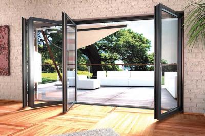 China Manual/Automatic Aluminum Folding Doors with 1.0mm-2.0mm Frame Thickness and 5-Year Warranty for Commercial Use for sale