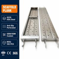 China HDG Scaffolding Part Anti Skid Scaffolding Steel Plank With Secure End Hook Design for sale