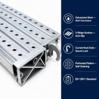 China HDG Scaffolding Part Anti Skid Scaffolding Steel Plank With Secure End Hook Design for sale