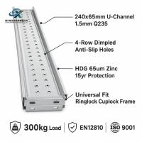 China OEM Anti Skid Scaffolding Part Perforated Steel Catwalk With Drainage Holes / Secure Hooks for sale