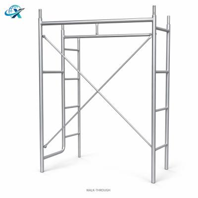 China Building Construction Galvanized H Frame Ladder Scaffold Set With Cross Brace for sale