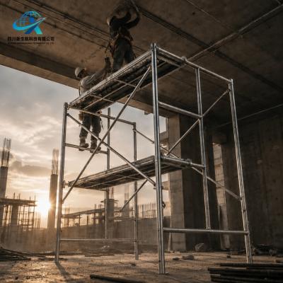 China Q235 Steel Walk Through Frame Scaffolding Tower With Anti Slip Deck Cross Brace for sale