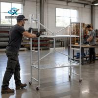 China Q235 Steel Walk Through Frame Scaffolding Tower With Anti Slip Deck Cross Brace for sale