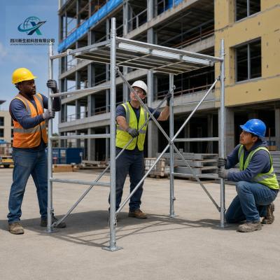 China High Strength Metal Frame Scaffolding Foldable Mobile Scaffold Tower With Top Platform / Side Braces for sale