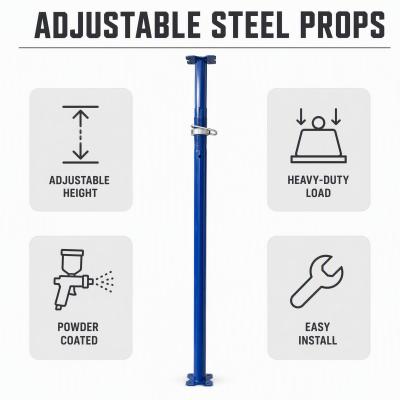 China Adjustable Steel Shoring Prop with Powder Coated Finish, Threaded Collar Adjustment, and High Load Capacity for Construction Support for sale