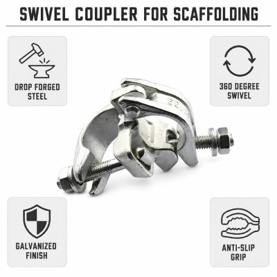 China Galvanized Swivel Coupler with 360 Degree Rotation for Scaffolding Tubes in Drop Forged Steel for sale