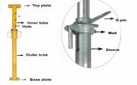 China High Load Capacity Adjustable Scaffolding Steel Prop with Threaded Shaft Adjustment and Hot-Dip Galvanized Construction Shoring Support for sale