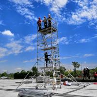 China Aluminum Mobile Scaffolding Tower with 500 kg Weight Capacity Secure Hook Locking System EN1065 Standard Construction Scaffold for sale