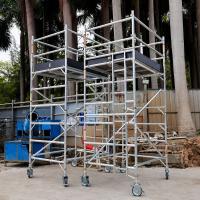 China Aluminum Mobile Scaffolding Tower with 500 kg Weight Capacity Secure Hook Locking System EN1065 Standard Construction Scaffold for sale