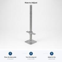 China Ringlock Scaffolding Base Jack Adjustable Galvanized Screw Jack Disc-Lock System Leveling Support 30mm 35mm 270-600mm Height for sale