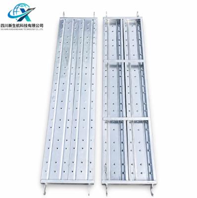 China Construction Scaffolding Galvanized Steel Catwalk Board Safety Walkway Platform with Anti-Slip Punched Deck and Locking Hooks for sale