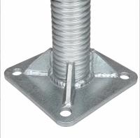 China Fully Threaded Galvanized Steel Scaffolding Base Jack Square Base Plate Heavy Duty Adjustable Screw Jack Leveling Jack for sale