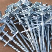 China Fully Threaded Galvanized Steel Scaffolding Base Jack Square Base Plate Heavy Duty Adjustable Screw Jack Leveling Jack for sale