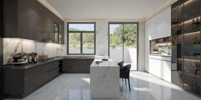 China Custom Red-Brown Stainless Steel Kitchen Cabinets for sale