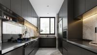 China Matte Black U-Shaped Stainless Steel Kitchen Cabinets for sale