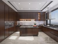 China Eco Yew Wood Grain Stainless Steel Kitchen Cabinets with Variegated Design for sale