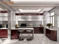 China Redwood Stainless Steel Kitchen Cabinets with Quartz Countertop for sale