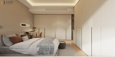 China Elegant Beige Multi Functional L Shaped Fitted Wardrobes Corner Bedroom Wardrobe for sale